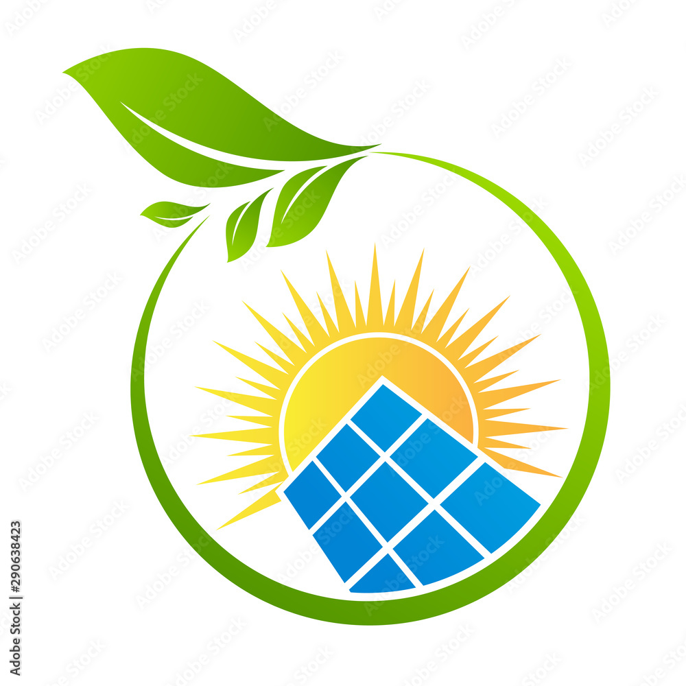 Solar panel sun logo template. Save Energy green power and natural ...