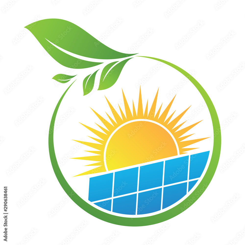 Solar panel sun logo template. Save Energy green power and natural ...