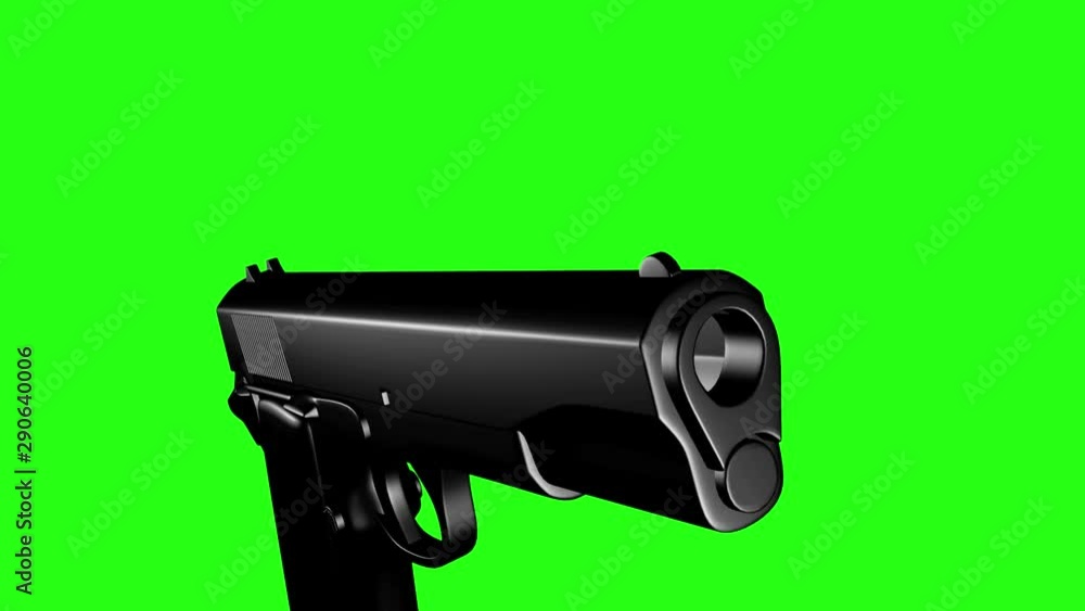 Gun rotating animation on alpha green screen chroma key background ...