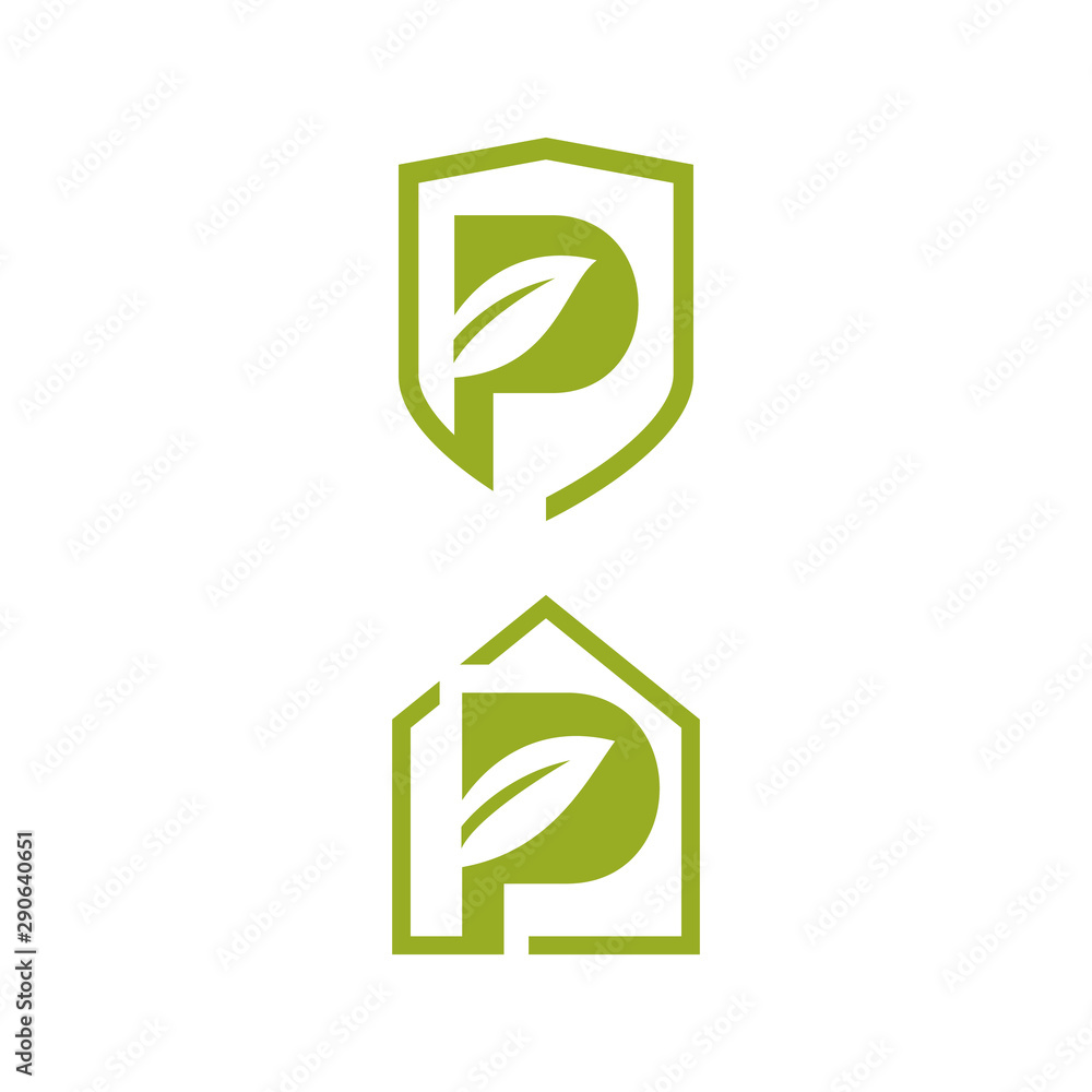 abstract protected green building logo vector sign simbol icon ...