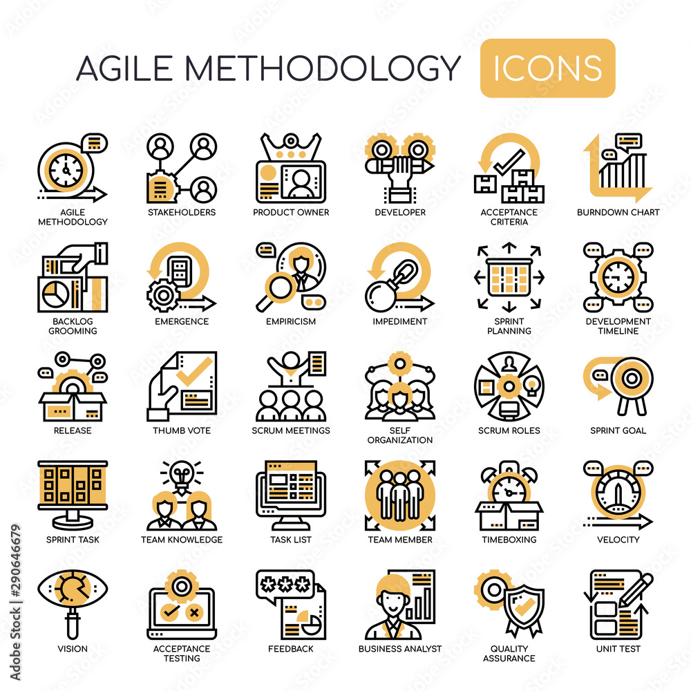 Agile Methodology , Thin Line and Pixel Perfect Icons Stock Vector ...