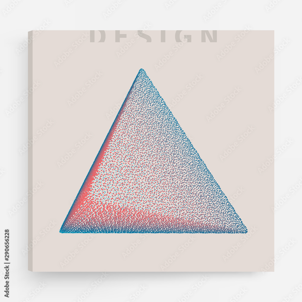 Pyramid consisting of small particles. Cover design template. Object ...