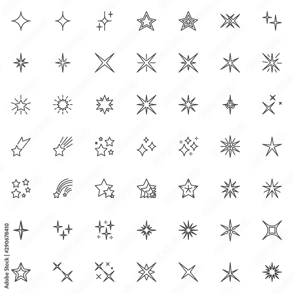 Stars shapes line icons set. linear style symbols collection, outline ...
