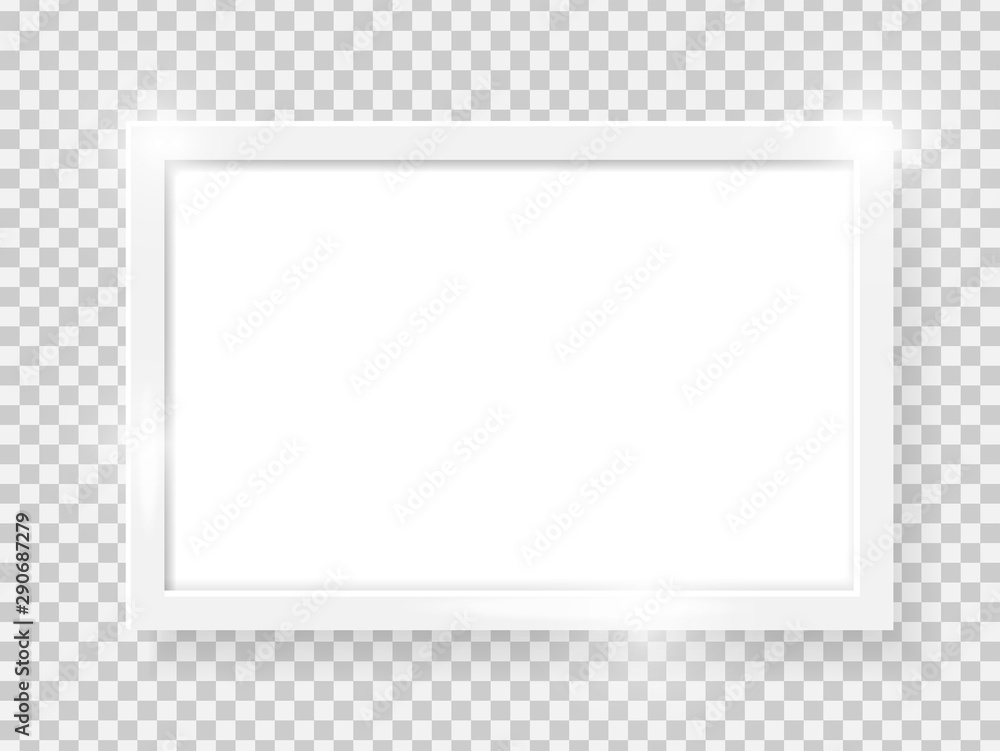 Realistic shiny rectangle picture frame isolated on transparent ...