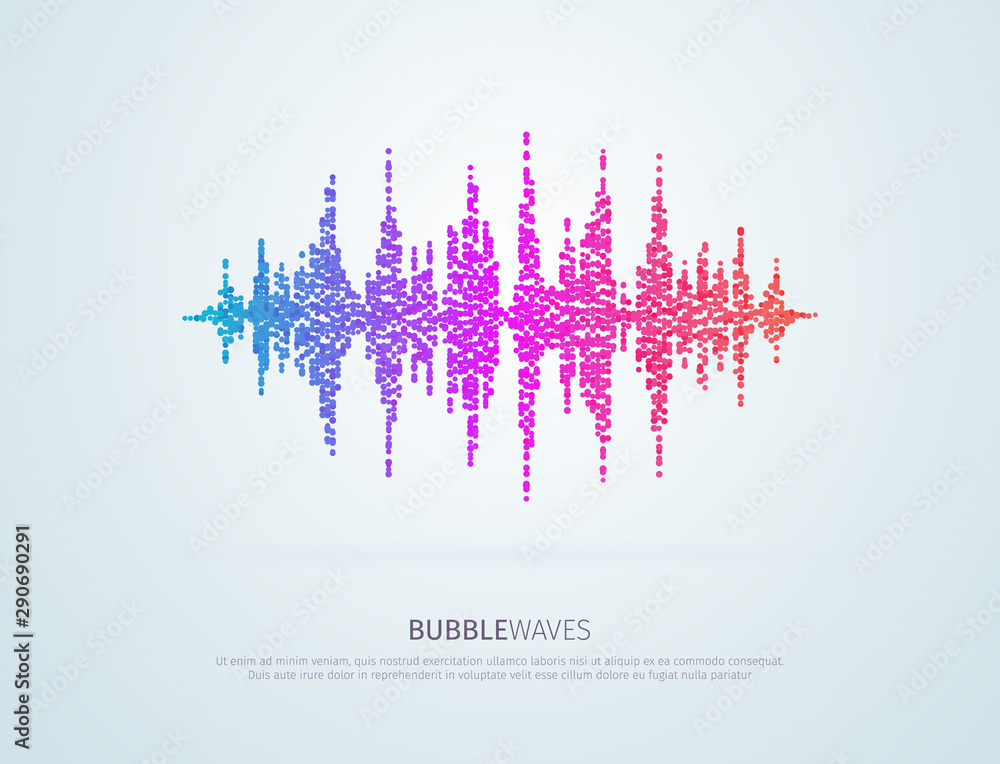 Colorful vector pixelated sound waves. Abstract bubbles speaking voice ...