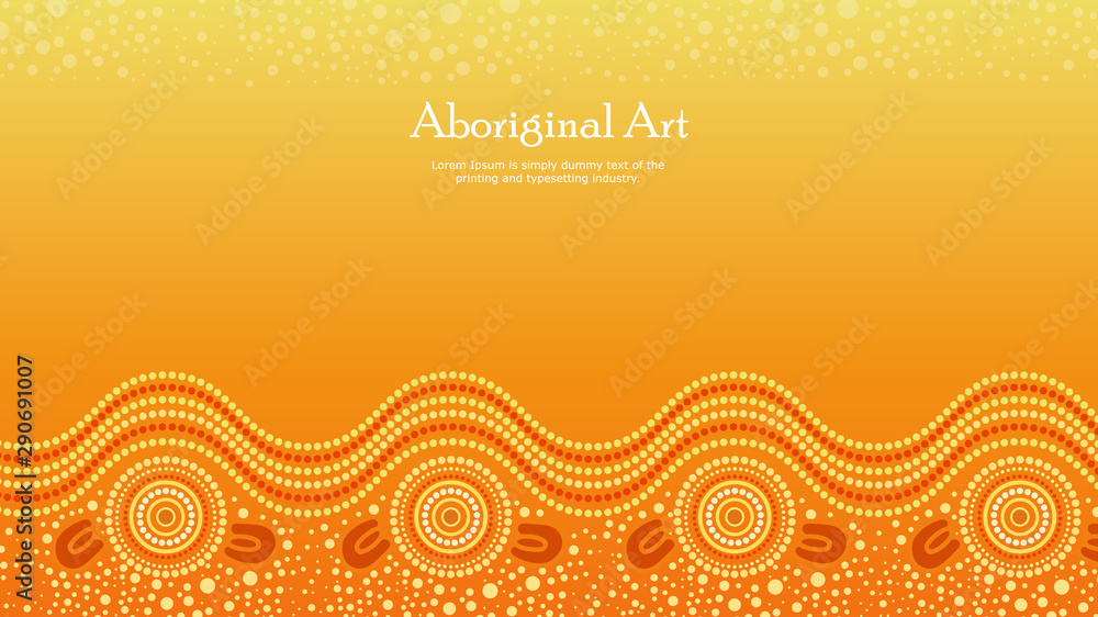 Aboriginal dot art vector banner with text. Stock Vector | Adobe Stock