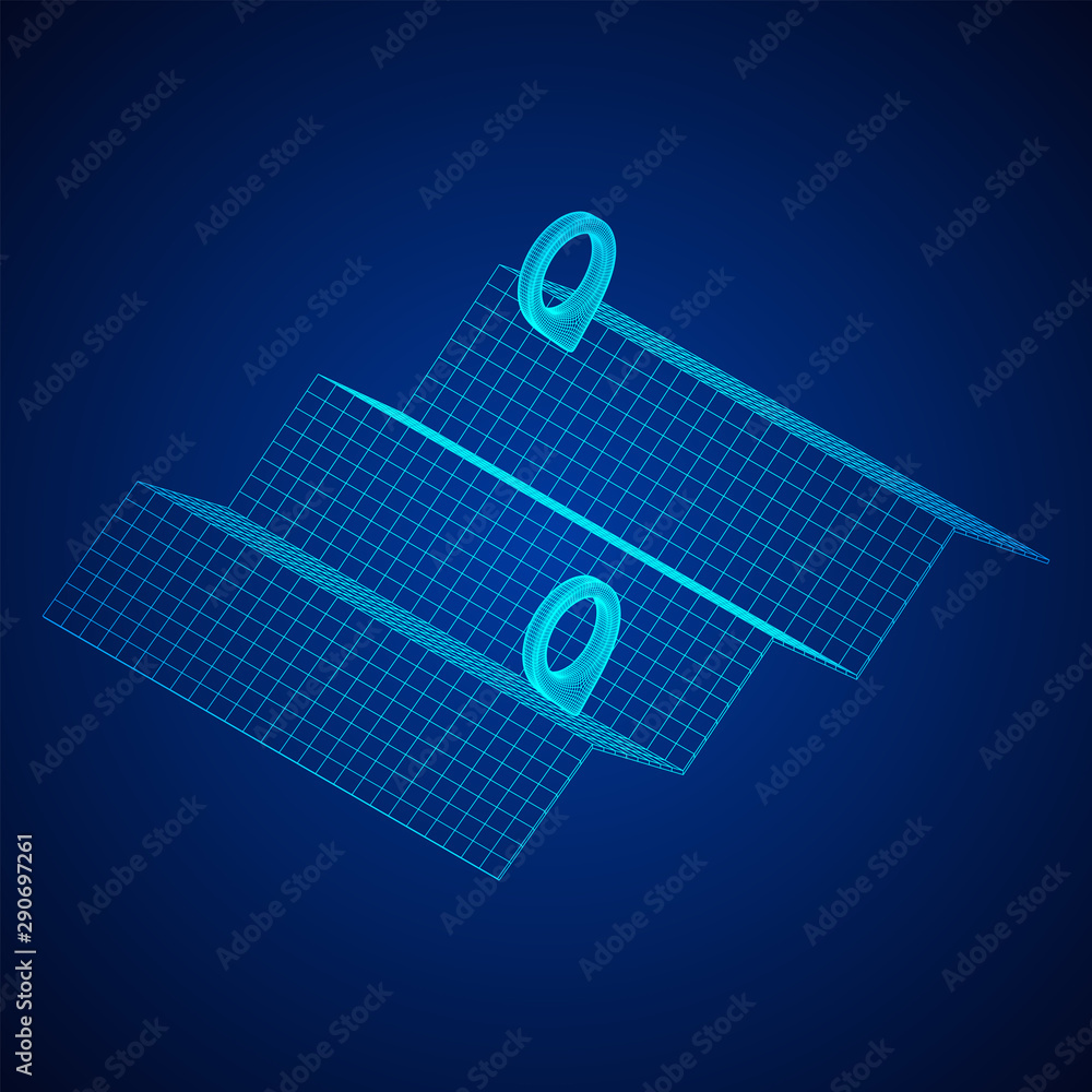 Geo map pin with folding map. Place symbol GPS pictogram. Wireframe low ...