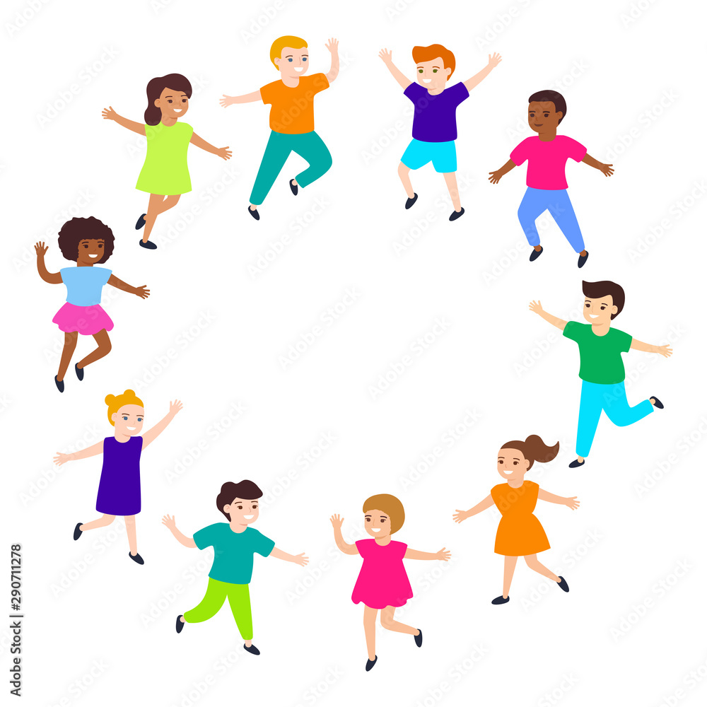 Group Of Kids Playing Cartoon