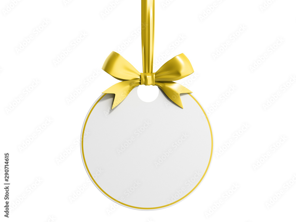 Blank white paper round frame tag label card template hanging with ...