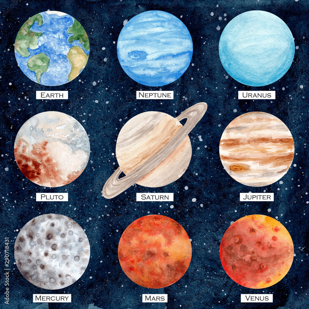 Watercolor Planet Mercury