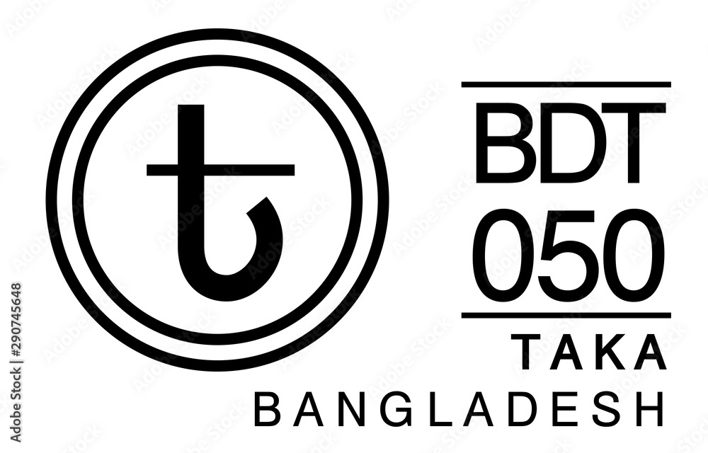 T, BDT, 050, Taka, Bangladesh Banking Currency icon typography logo ...