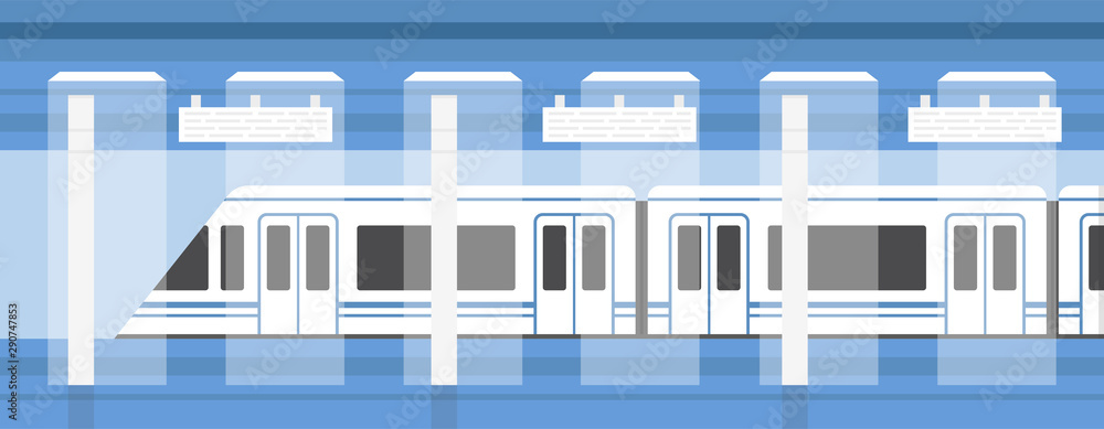 Subway, underground platform with modern train. Underground metro train ...