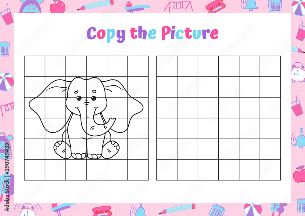 Copy the picture. Drawing activity for kids. Educational game for ...