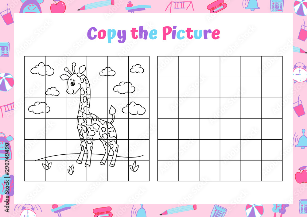 Copy the picture. Drawing activity for kids. Educational game for ...