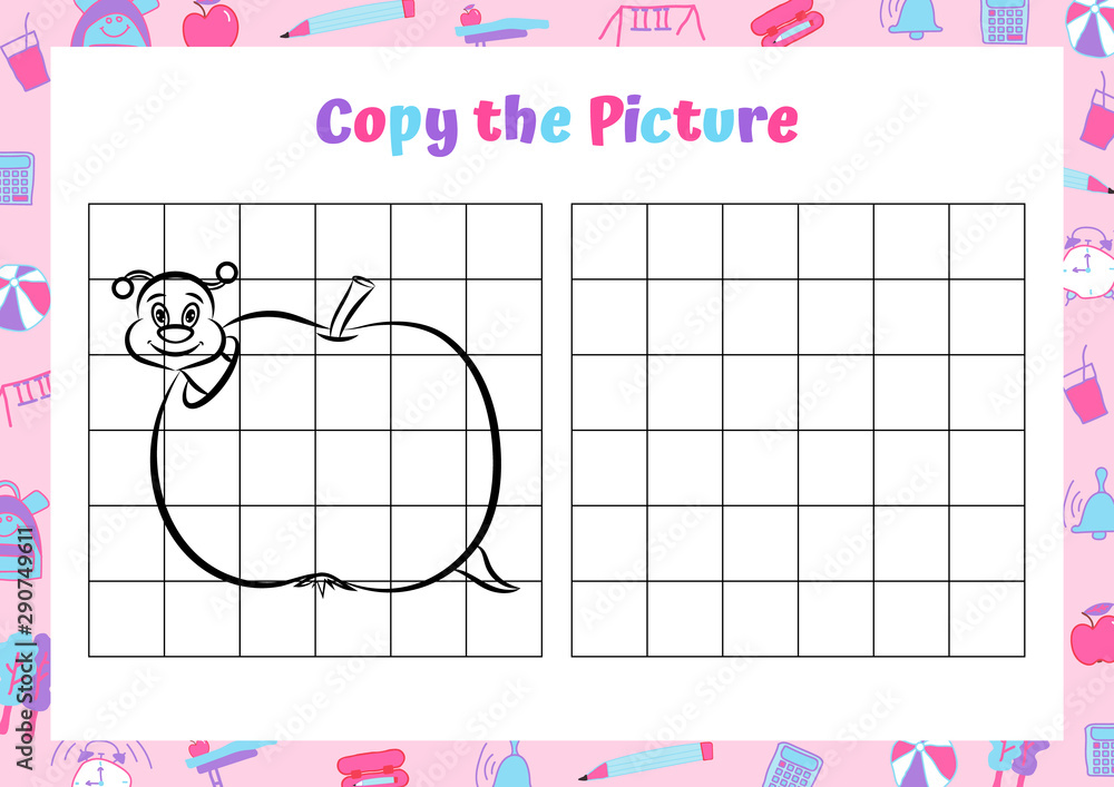 Copy the picture. Drawing activity for kids. Educational game for ...