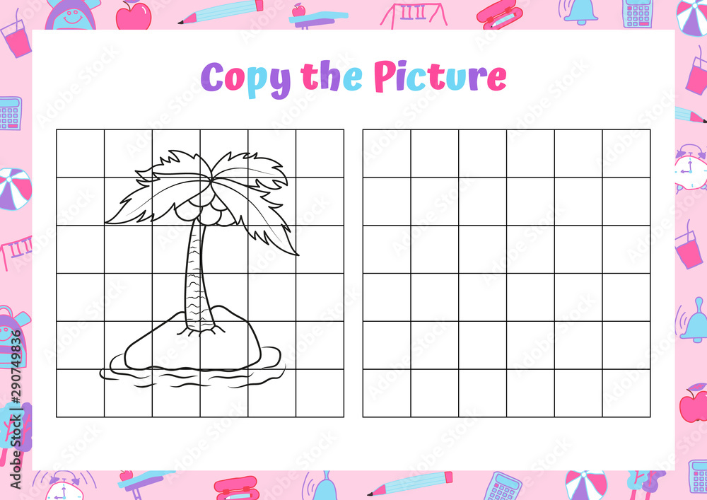 Copy the picture. Drawing activity for kids. Educational game for ...
