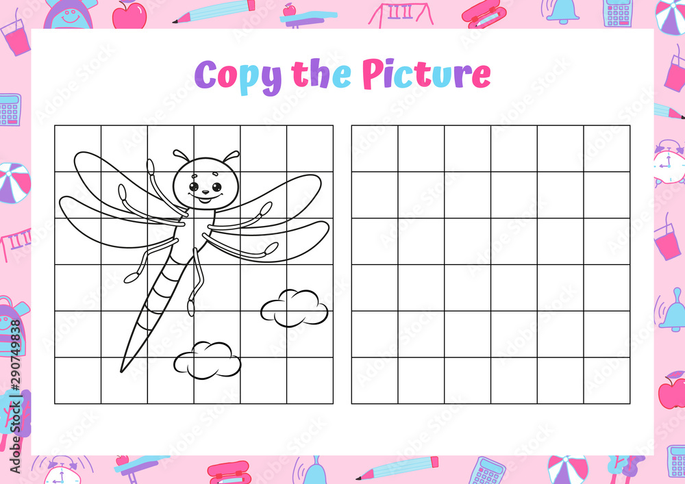 Copy the picture. Drawing activity for kids. Educational game for ...
