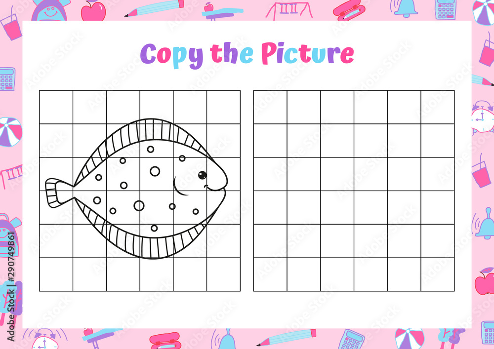 Copy the picture. Drawing activity for kids. Educational game for ...
