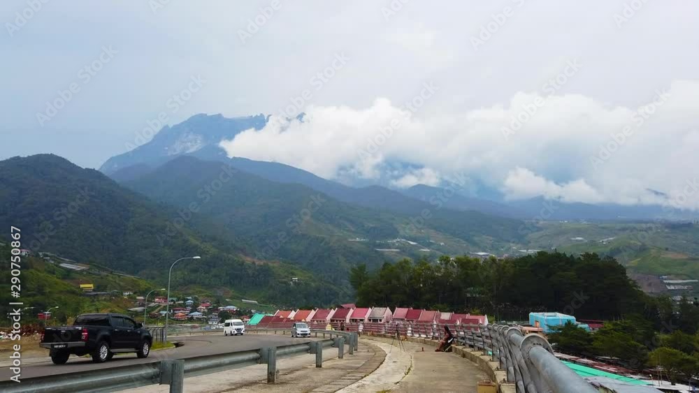 SABAH, MALAYSIA - SEPTEMBER 2019: Panoramic view of Kundasang town with ...