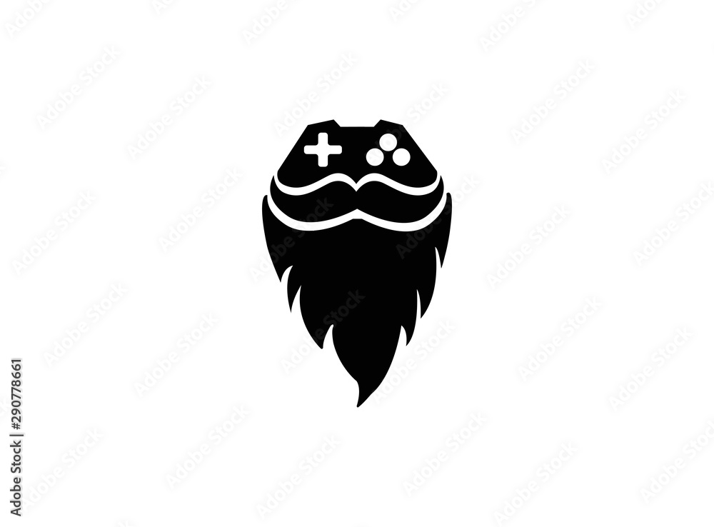 Console gamer with beard and mustache logo Stock Vector | Adobe Stock
