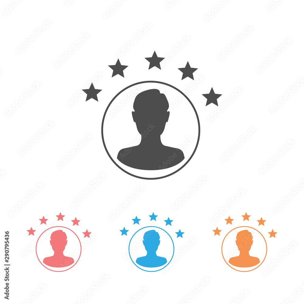 Customer experience or 5 star satisfaction rating line art vector icon ...