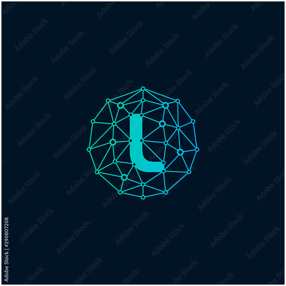 Letter L Logo design. Technology digital abstract dot connection cross ...