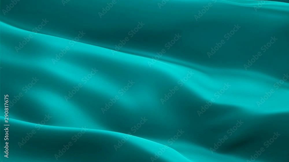Silk Flag Animation of Teal color background video waving in wind ...