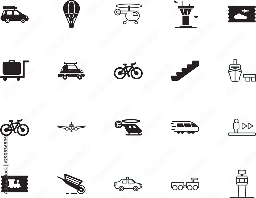 transport vector icon set such as: empty, chopper, facility, lights ...