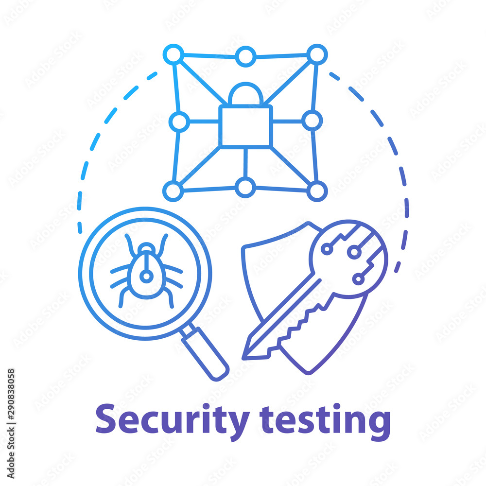 Security testing concept icon. Safety audit. Key reliability and ...