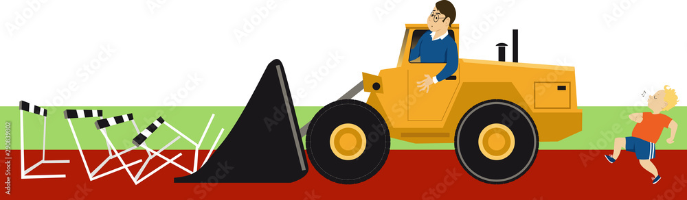 Bulldozer parent removing obstacles before his overprotected child, EPS ...