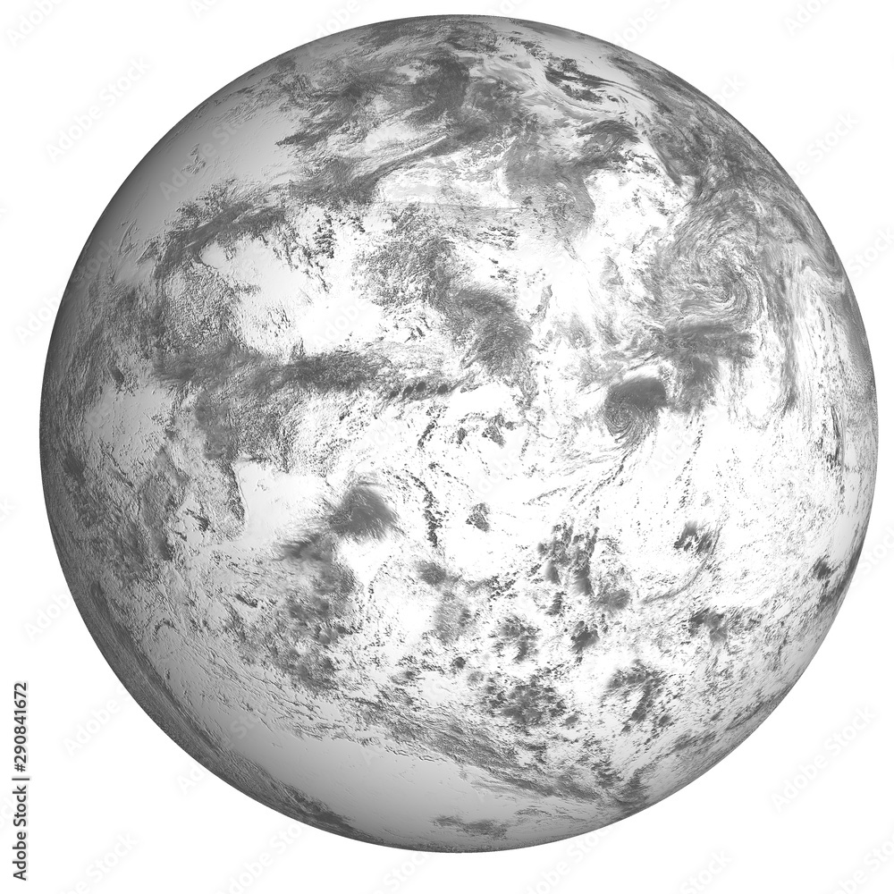 Frozen in Ice Earth planet with atmosphere isolated on white background ...