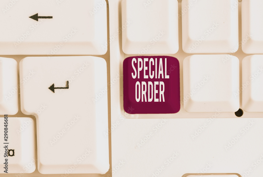 Writing note showing Special Order. Business concept for Specific Item ...