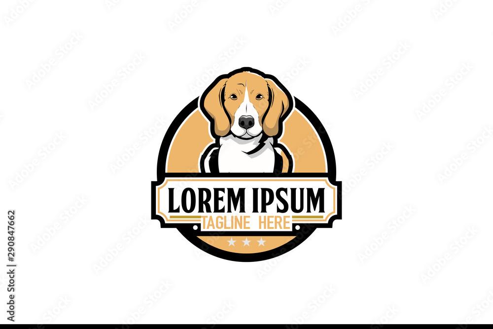 dog cartoon character badge round vector logo template Stock Vector ...