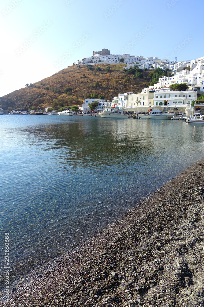 Iconic castle of Astypalaia island and picturesque village as seen from ...