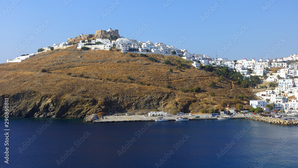 Iconic castle of Astypalaia island and picturesque village as seen from ...