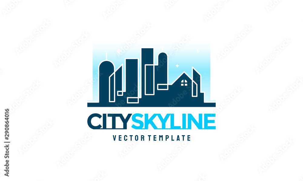 City skyline line art vector illustration, City Building Construction ...