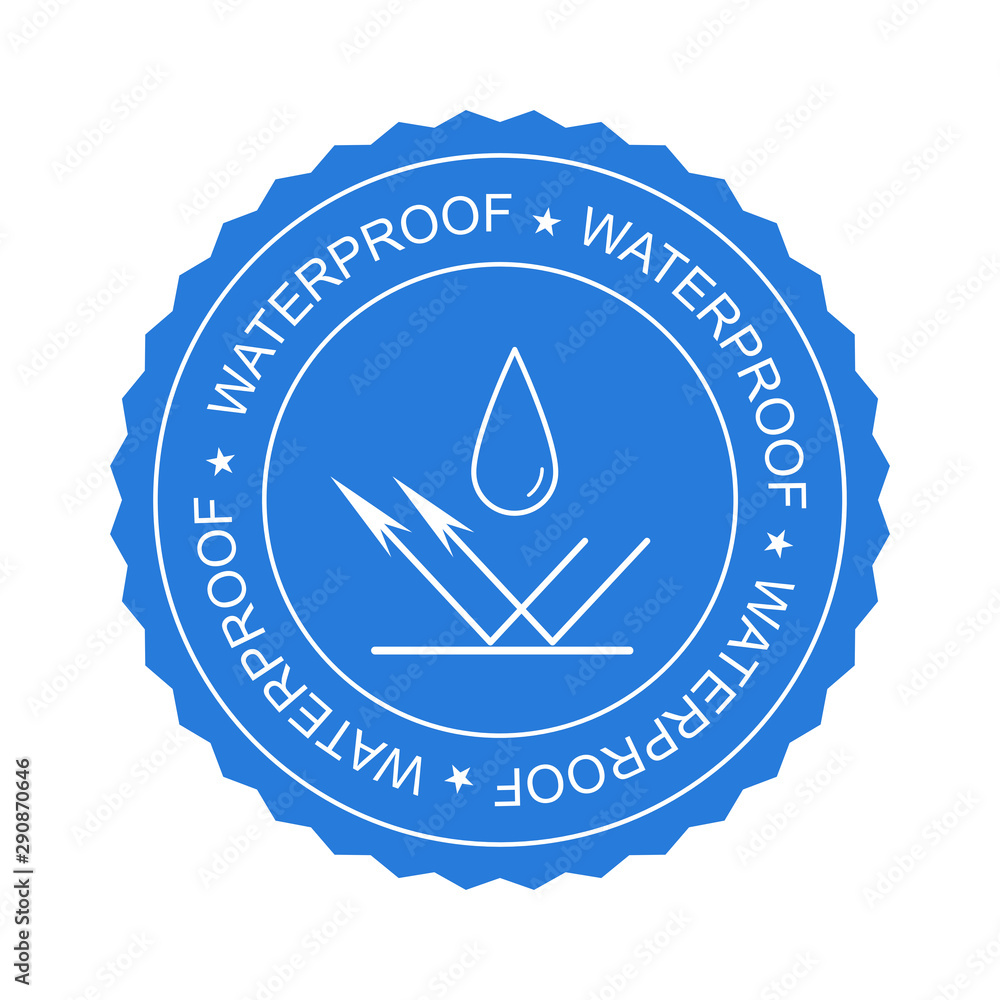Waterproof logo flat illustration isolated on white background. Stock ...