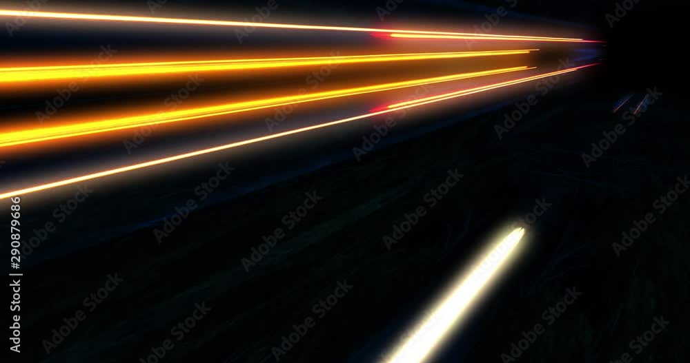 Super fast car night traffic lights. City life, urban scene, car light ...