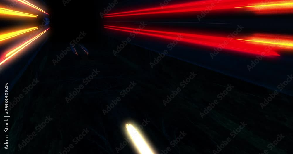 Super fast car night traffic lights. City life, urban scene, car light ...