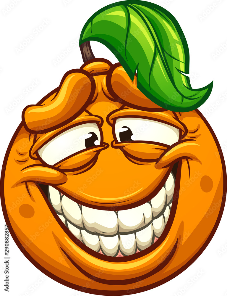 Cartoon orange making a silly face clip art. Vector illustration with ...