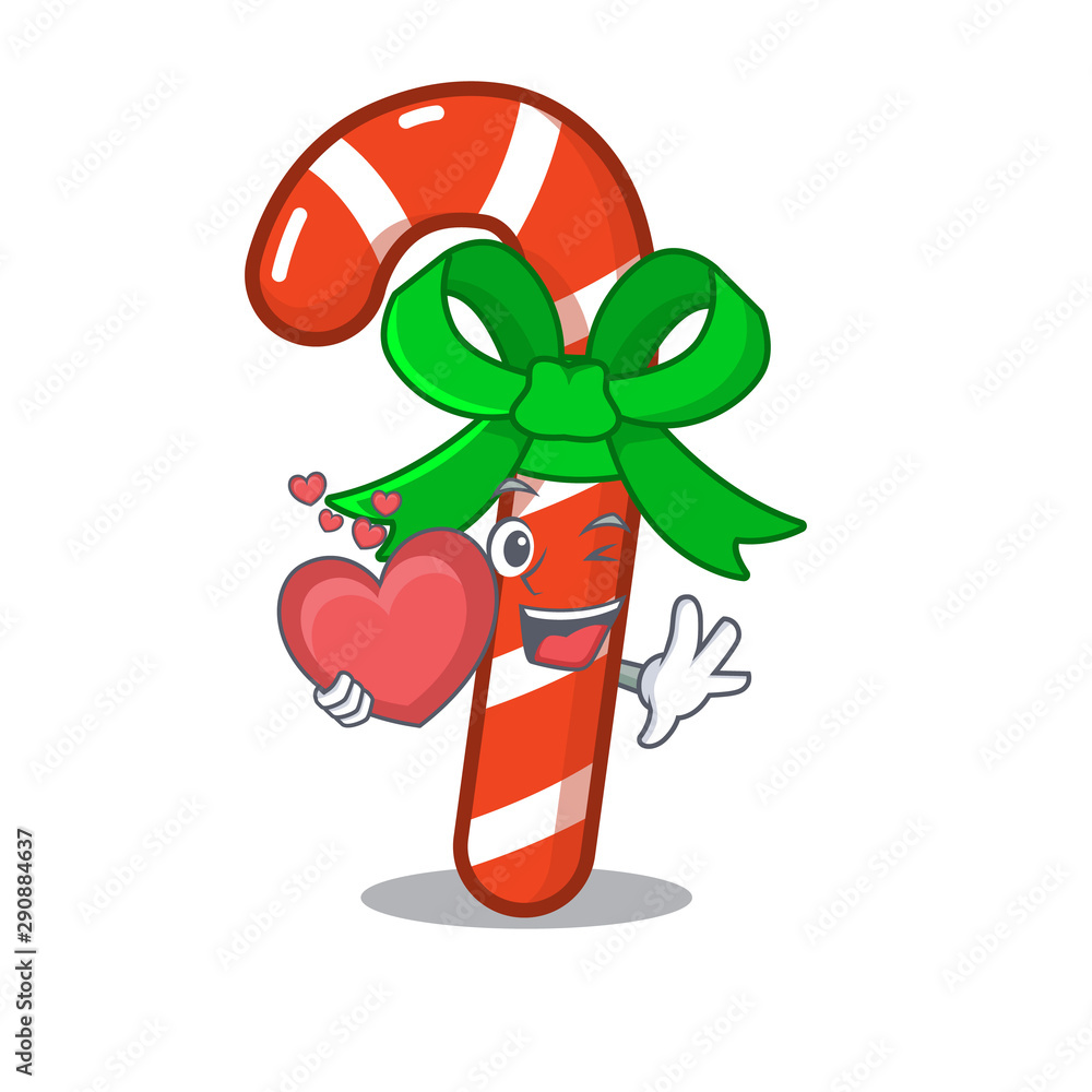 Cartoon Candy Cane Heart