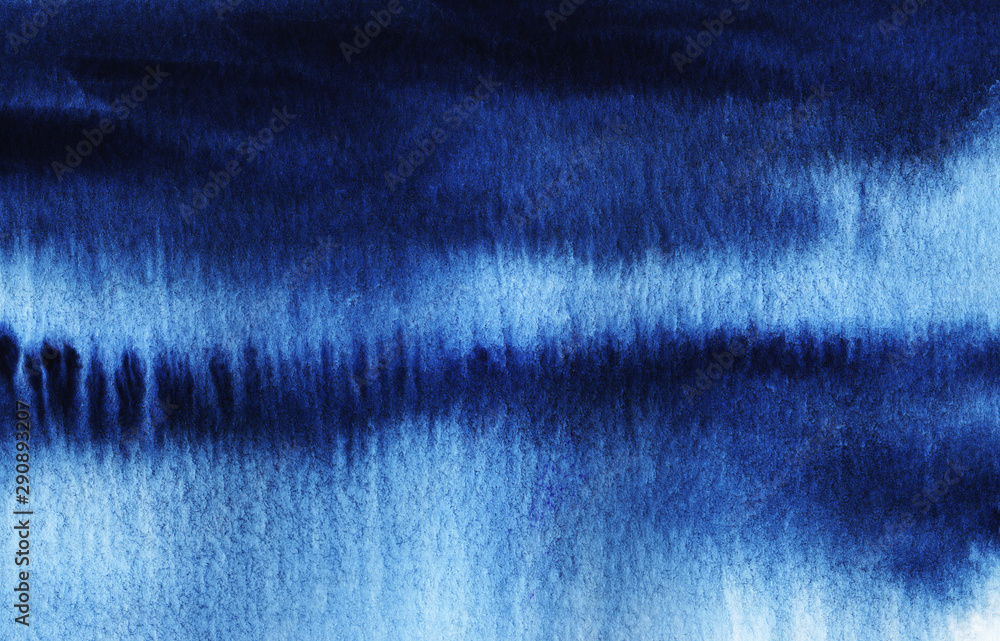 Abstract watercolor background. Streaks of dark blue ink texture paper ...
