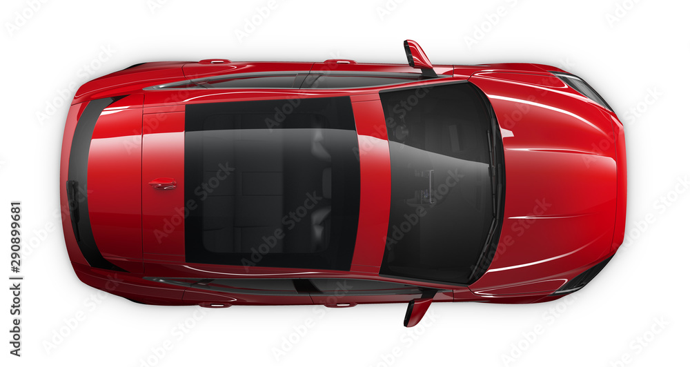 Red SUV car - top view Hazır İllüstrasyon | Adobe Stock