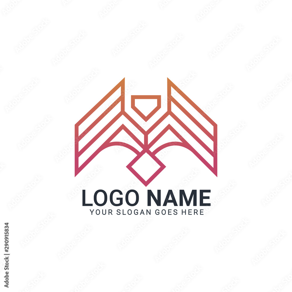 Modern abstract tech eagle logo design. Editable logo design Stock ...