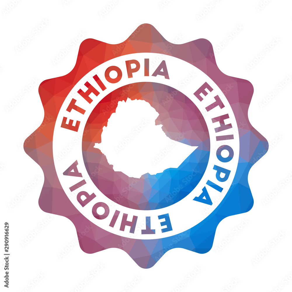 Ethiopia low poly logo. Colorful gradient travel logo of the country in ...