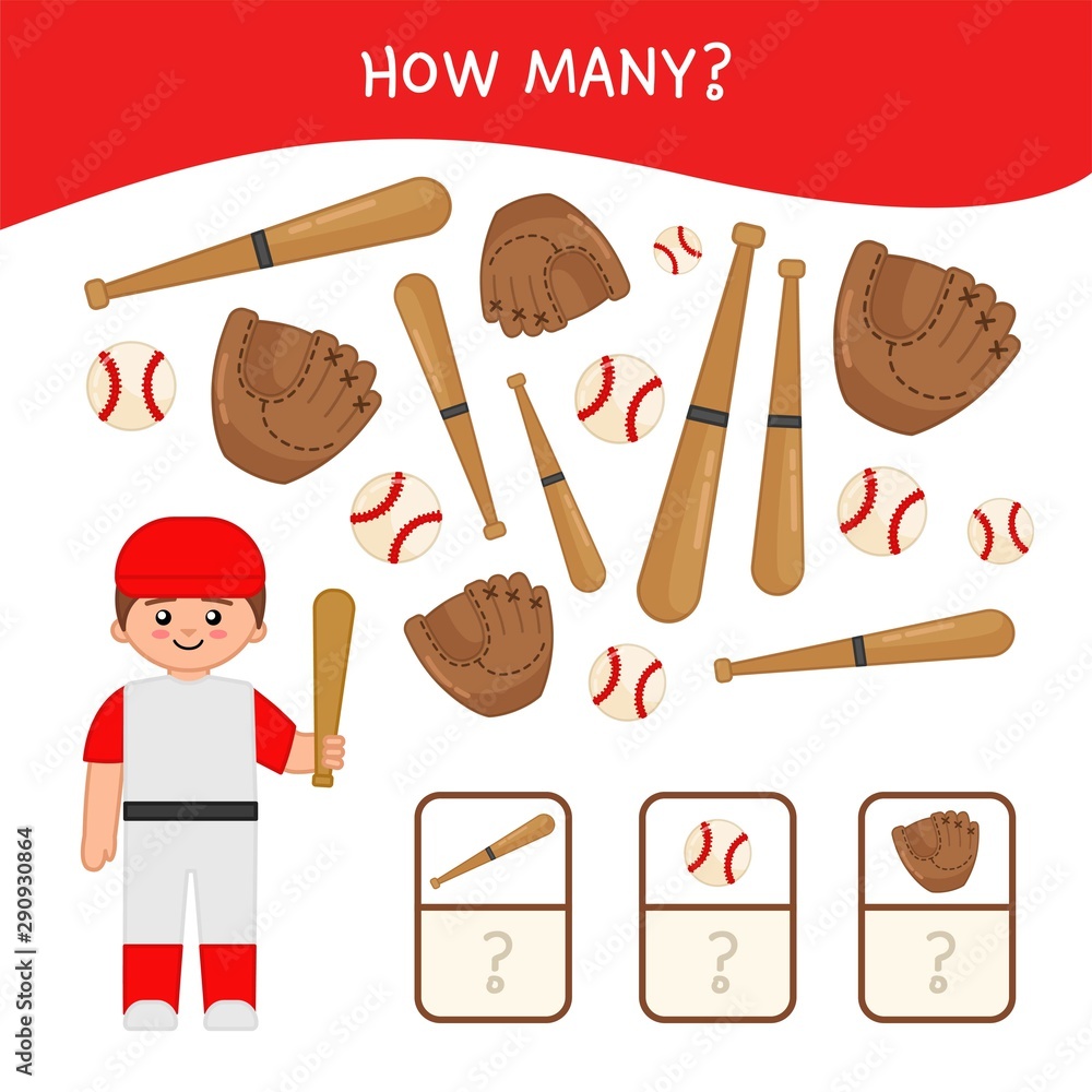 Counting educational children game, math kids activity sheet. How many ...