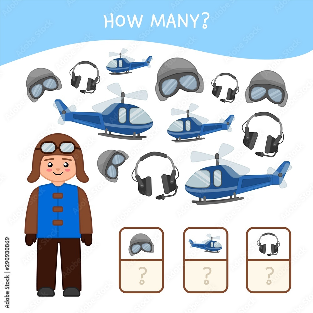 Counting educational children game, math kids activity sheet. How many ...