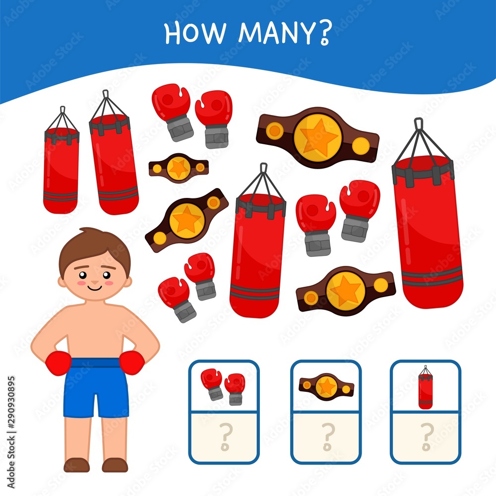 Counting educational children game, math kids activity sheet. How many ...