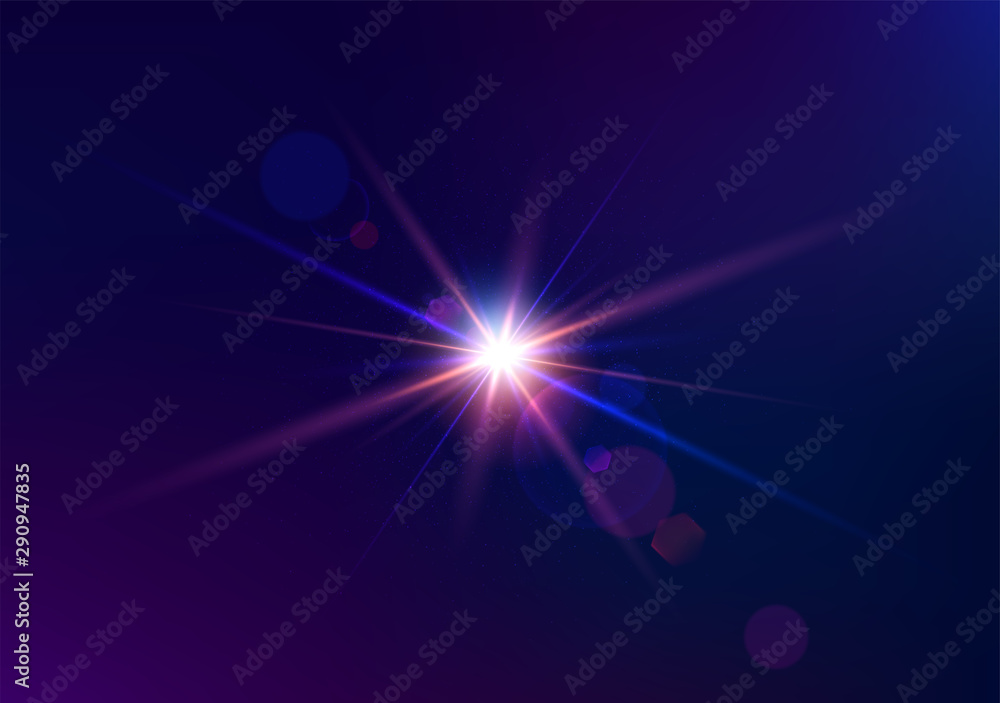 Lens flare of camera. Shining cinematic effect shooting against the sun ...