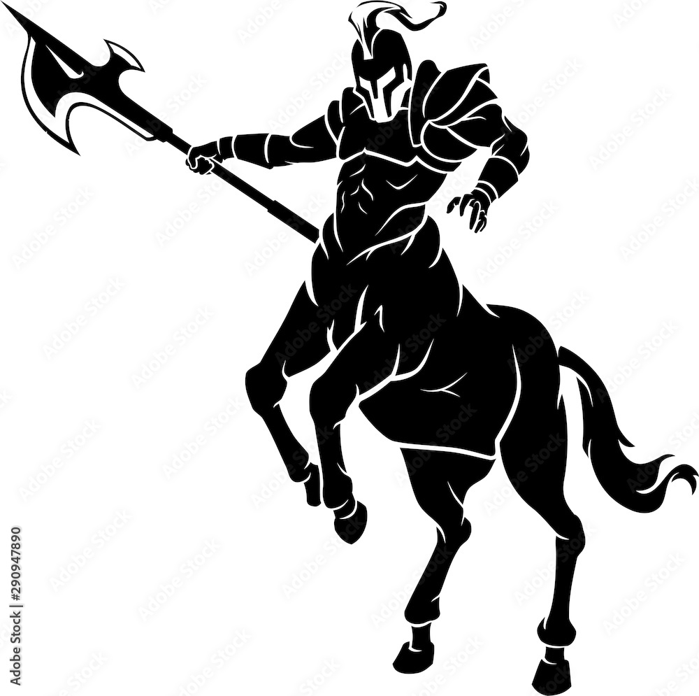 Fantasy Centaur Warrior Symbol Silhouette Stock Vector | Adobe Stock